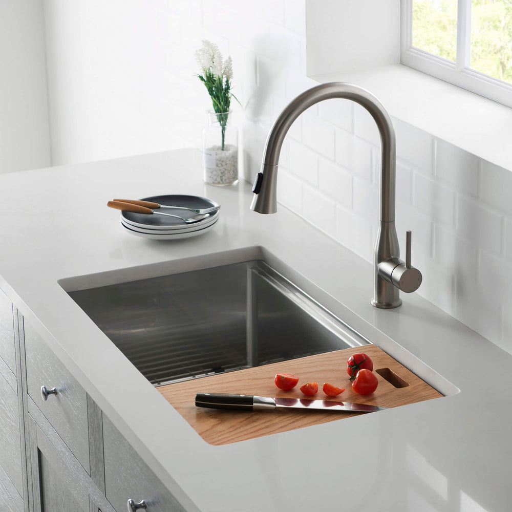 33" Undermount Single Bowl Stainless Steel Workstation Sink - C1-33ST