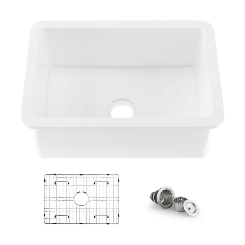 Nova 27" Fireclay Single Bowl Kitchen Drop-In/Undermount Sink - C2-27S