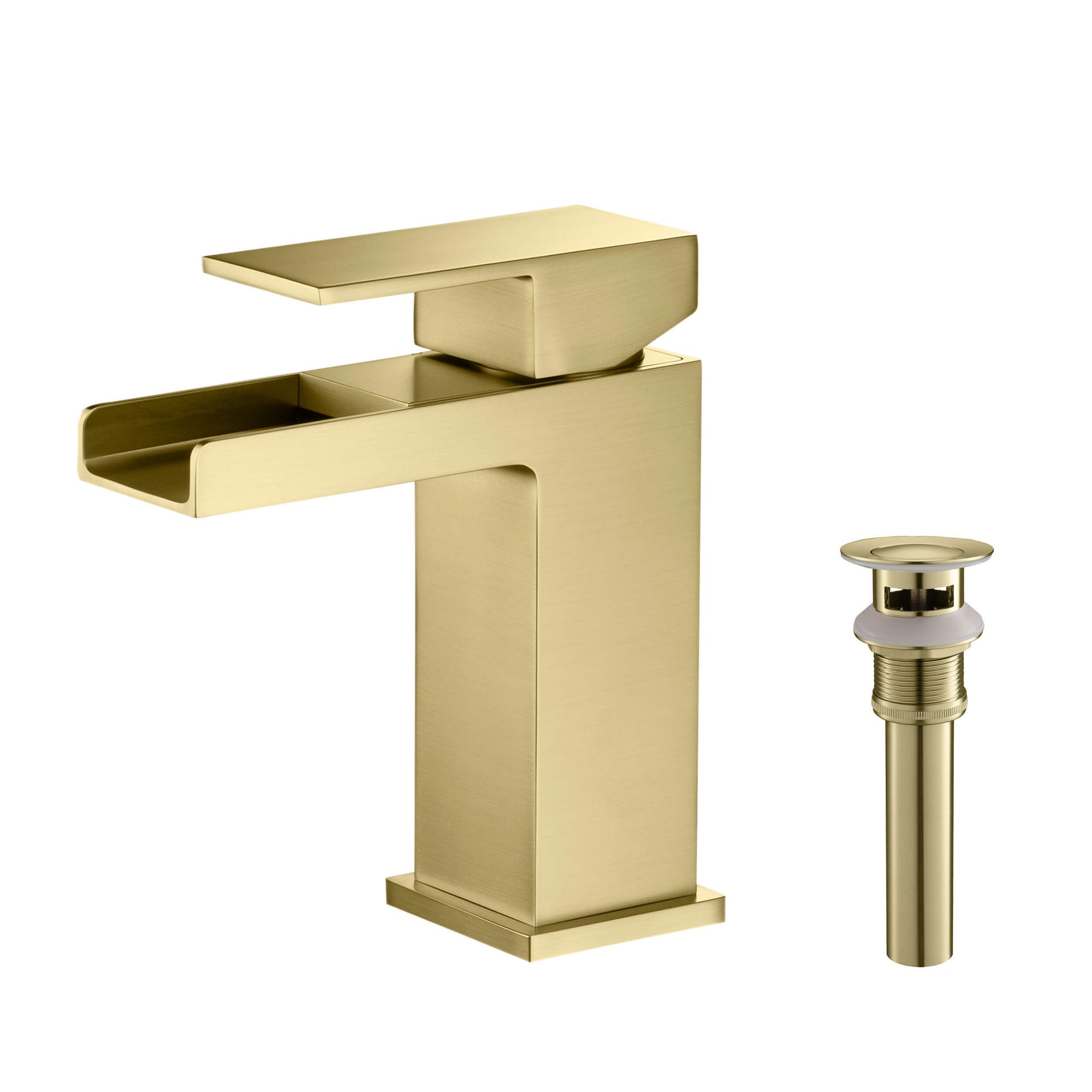 Quadra Waterfall Single Handle Bathroom Vanity Sink Faucet with Pop Up
