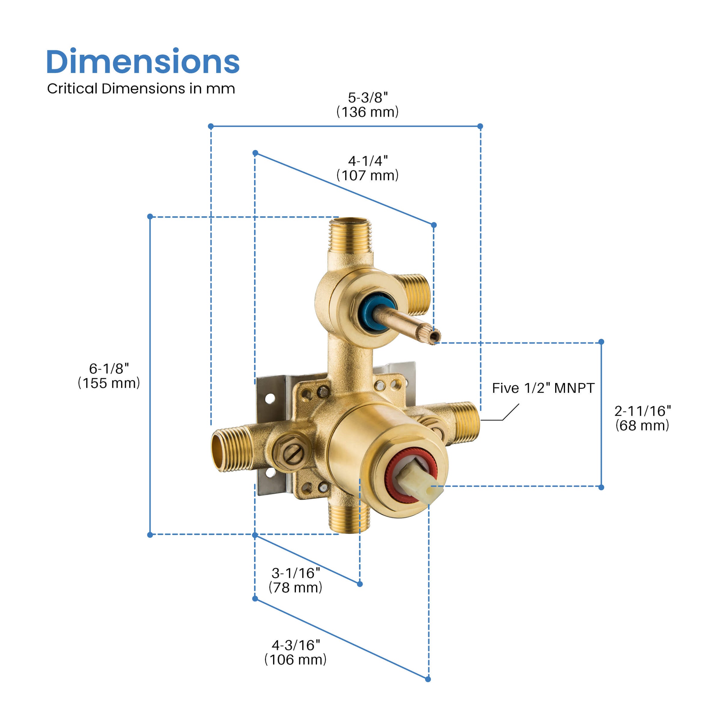 3 Function Pressure Balance Shower System Rough-in Valve with Cartridg